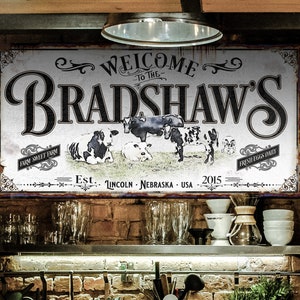 Personalized Dairy Farm Sign Holstein Cattle Sign Family Name Sign ...
