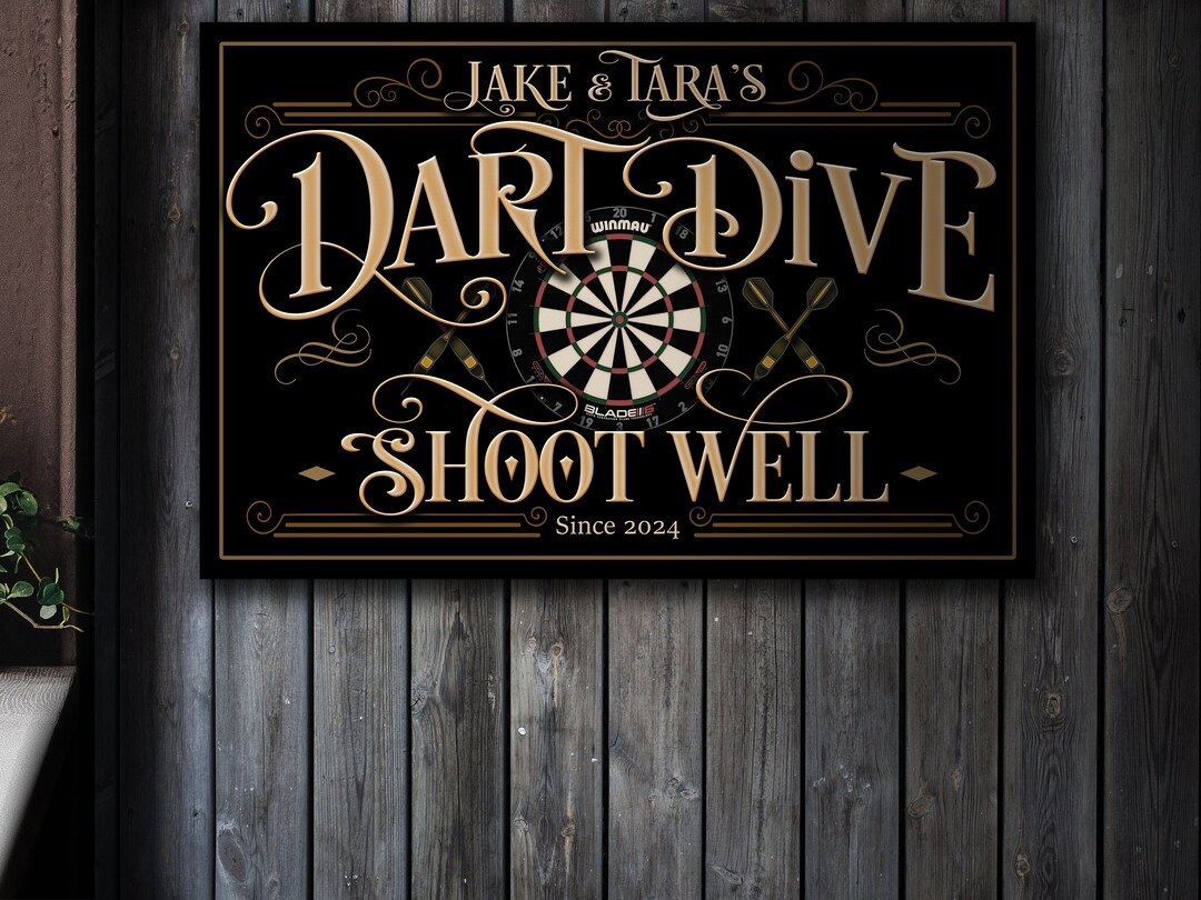 Personalized Dart Club Sign | Custom Name Dart Lounge Sign | Family ...