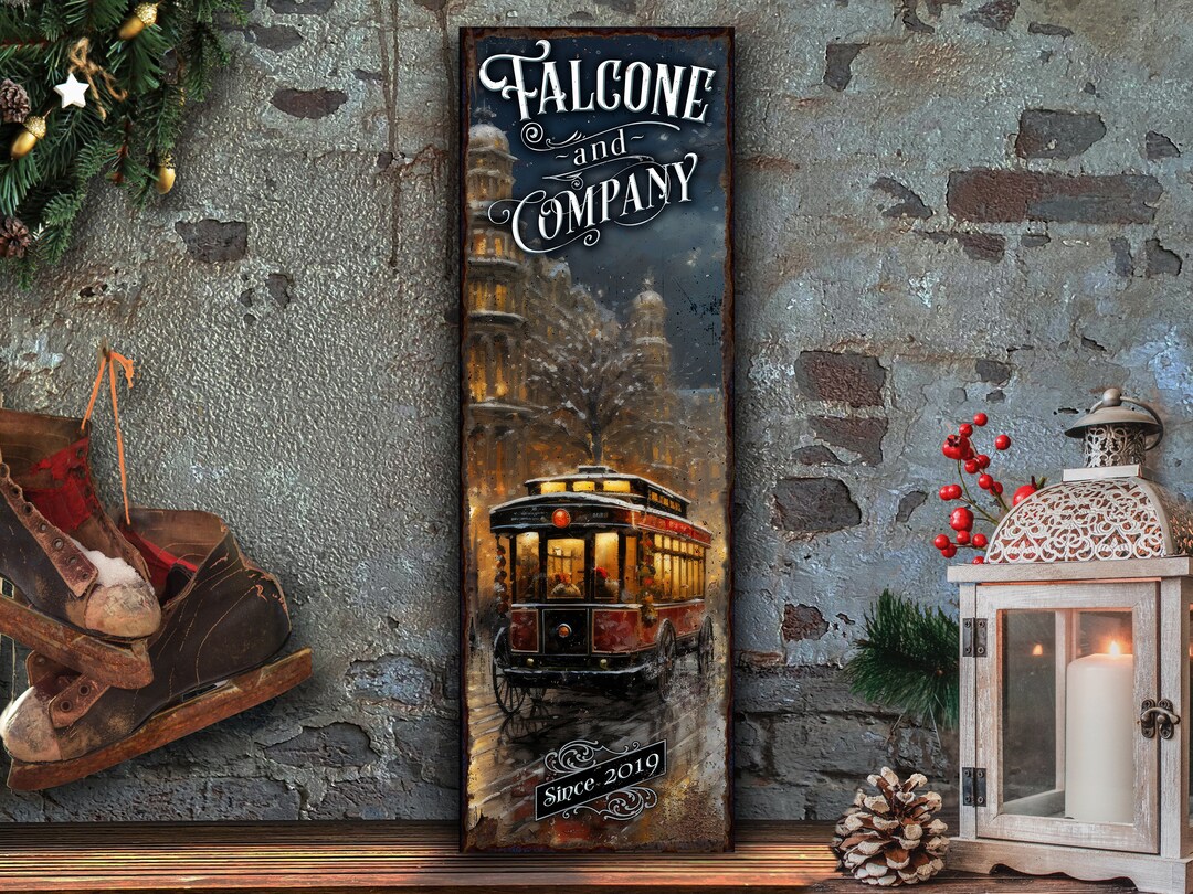 Personalized Winter Streetcar Sign: Custom Name, Farmhouse Decor - Etsy
