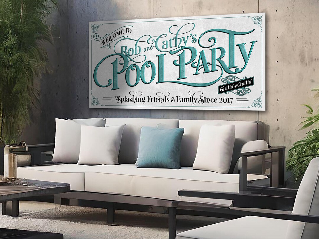 Personalized Pool Party Patio Decor | Custom Family Name Pool Sign ...
