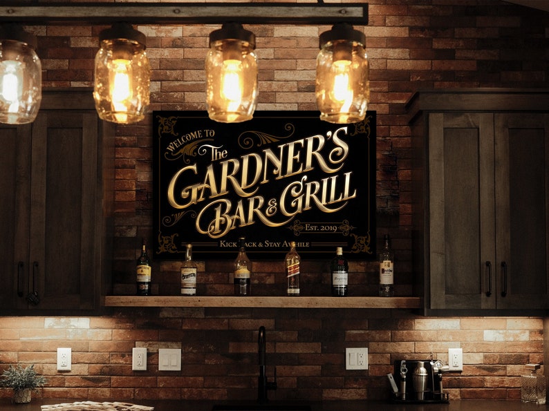 Custom Family Bar and Grill Sign Family Name Patio Bar Sign - Etsy