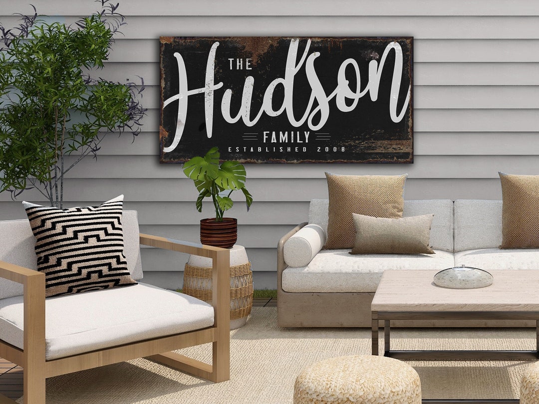 Dark Family Name Sign Rustic Family Sign Large Personalized Family Name ...