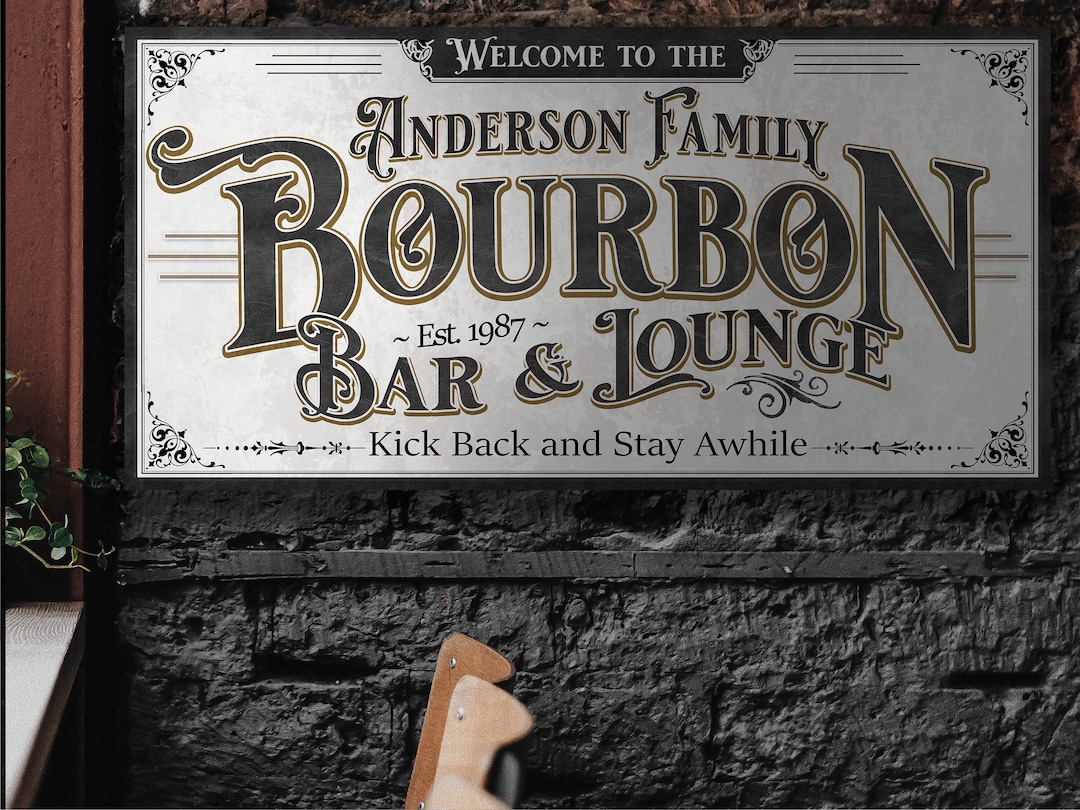Personalized Bourbon Bar Sign | Custom Bourbon Bar Sign | Large Personalized Family Name Bourbon ...