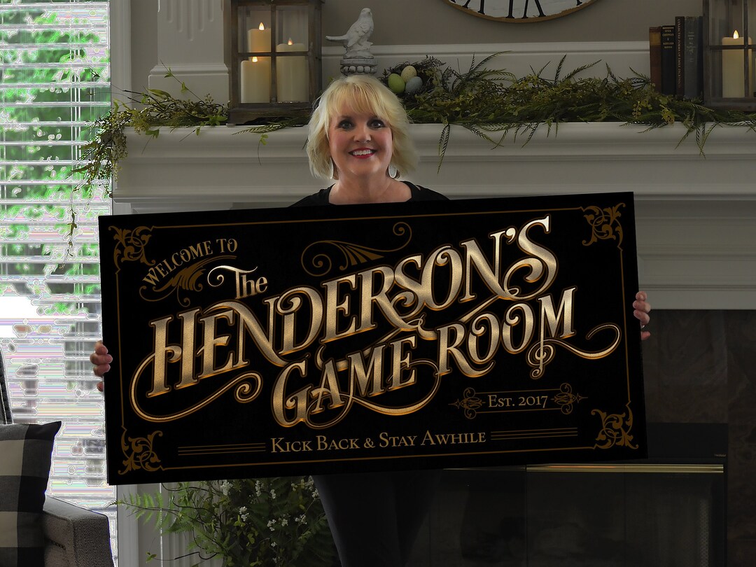 Custom Family Game Room Sign | Personalized Family Gameroom Sign ...