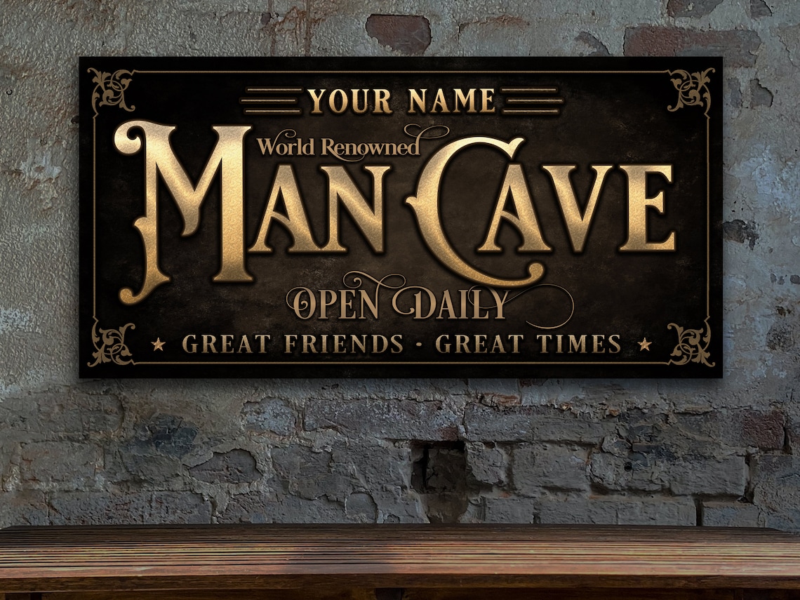 Man Cave Sign Man Cave Decor Man Cave Art Family Name | Etsy