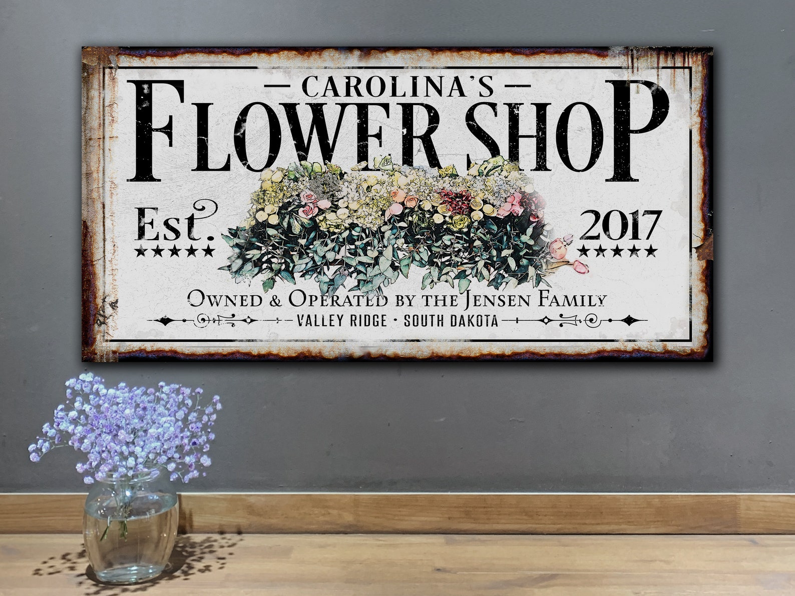 Custom Flower Shop Sign Last Name Flower Sign Farmhouse - Etsy
