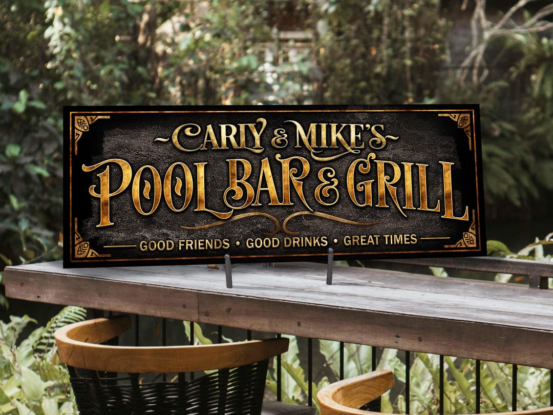 Personalized Pool Bar & Grill Sign: Custom Metal or Canvas Decor - Etsy