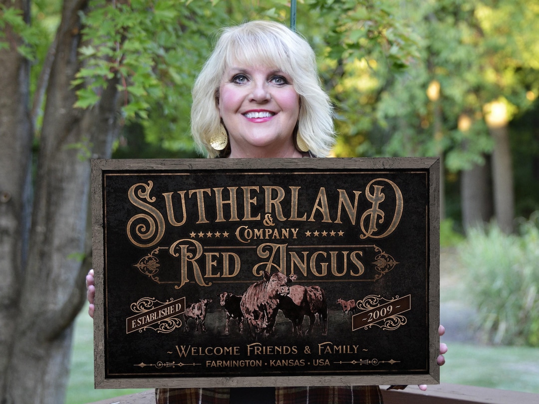 Red Angus Cattle Farm Sign: Vintage Ranch Decor, Metal or Canvas - Etsy