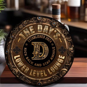 Personalized Steampunk Bar Sign | Round Metal Lower Level Bar Sign ...