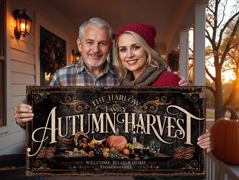 Personalized Autumn Harvest Sign: Rustic Fall Farmhouse Decor - Etsy