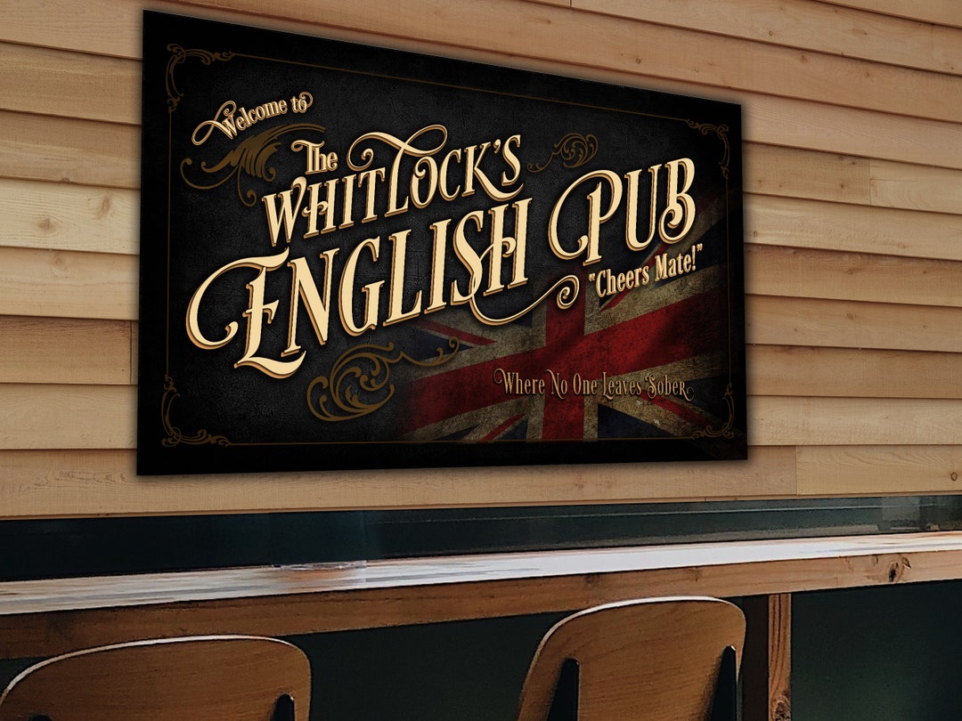 Vintage English Pub Sign Personalized, Bar Wall Decor, Personalized Bar ...