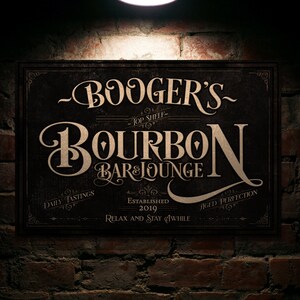 Personalized Bourbon Bar Sign | Bourbon Bar Sign | Bourbon Lounge Sign ...