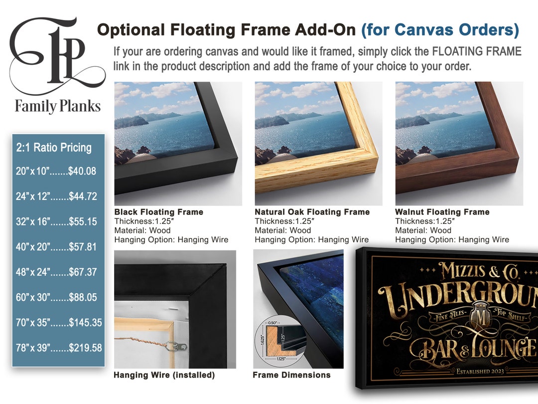 Canvas Frame Add-on Options - Etsy