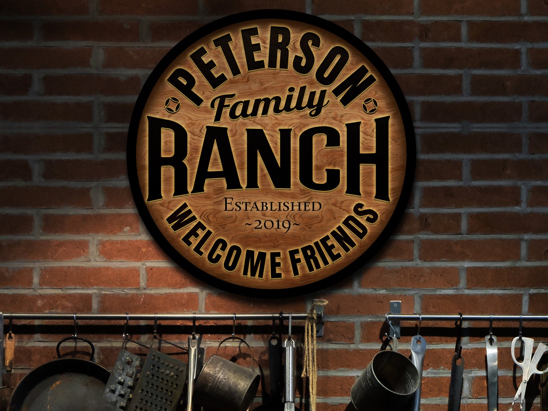 Round Metal Ranch Sign, Personalized Ranch Sign, Farmhouse Ranch Décor ...