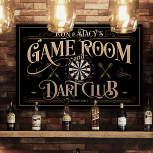Personalized Game Room & Dart Club Sign | Custom Dart Club Sign ...