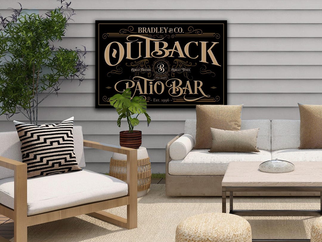 Personalized Outback Patio Bar Sign: Vintage Style Metal or Canvas - Etsy