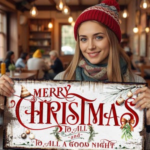 Rustic Christmas Sign: Farmhouse Holiday Wall Decor, Canvas or Metal - Etsy