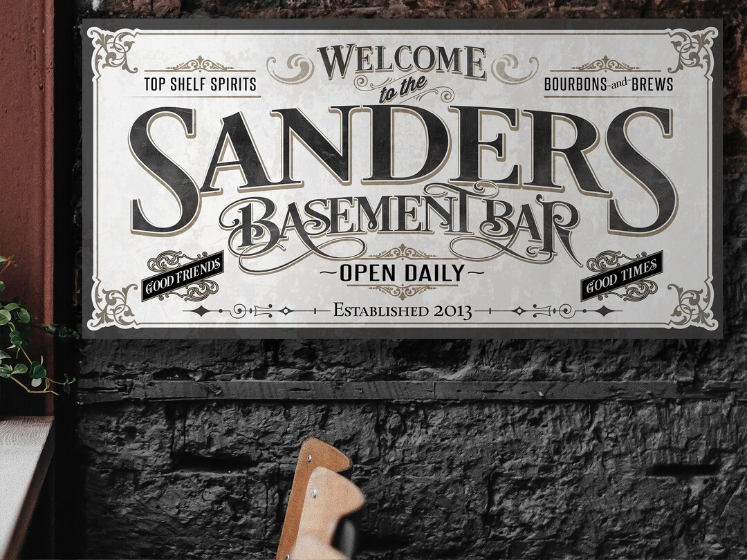 Personalized Basement Bar Sign | Customized Bar Sign | Large ...