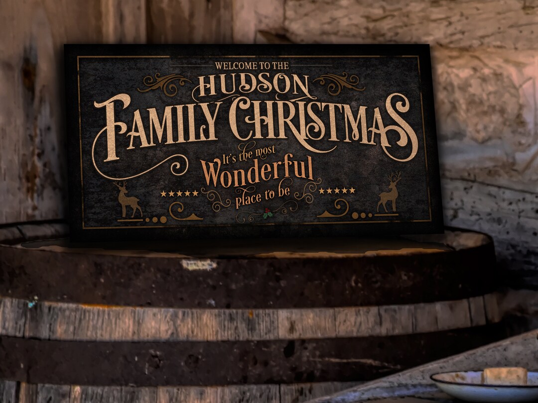 Personalized Family Christmas Solid Wood Sign Vintage Christmas ...