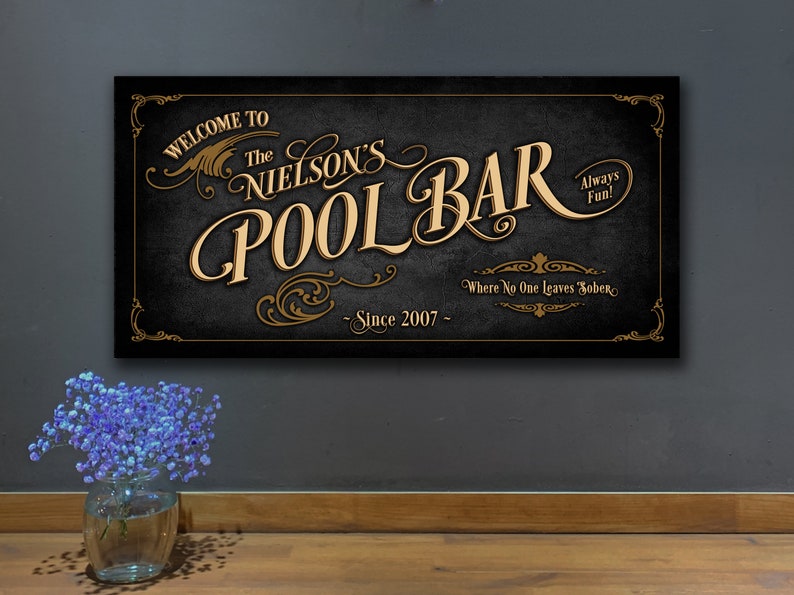 Pool Bar Sign Personalized Bar Wall Decor Personalized Bar - Etsy