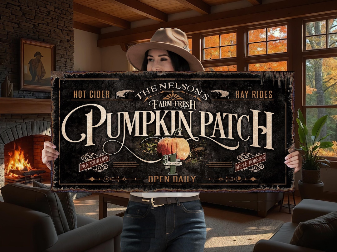 Personalized Pumpkin Patch Sign: Rustic Autumn Farm Decor - Etsy