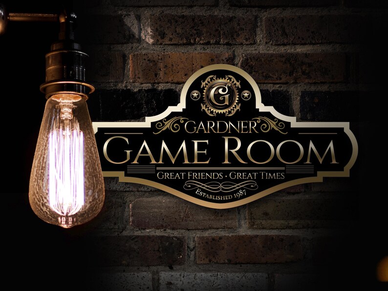 Personalized Metal Game Room Sign: Family Name, Established Year - Etsy