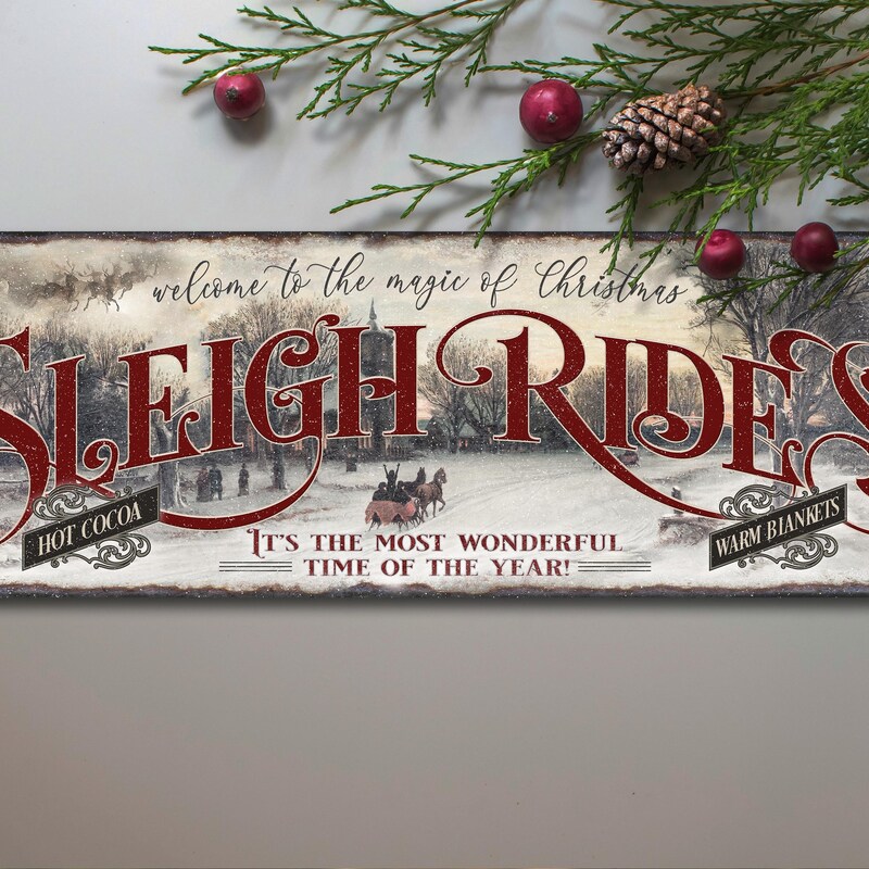 Large Sleigh Rides Sign - Etsy