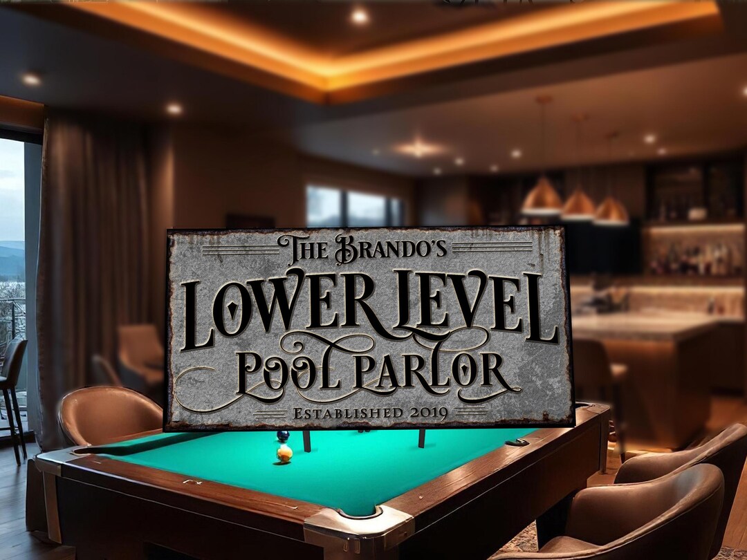 Underground Pool Parlor Sign | Personalized Bar Sign | Lower Level Sign ...