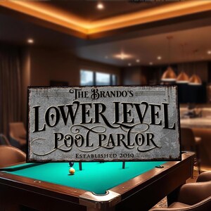 Underground Pool Parlor Sign | Personalized Bar Sign | Lower Level Sign ...