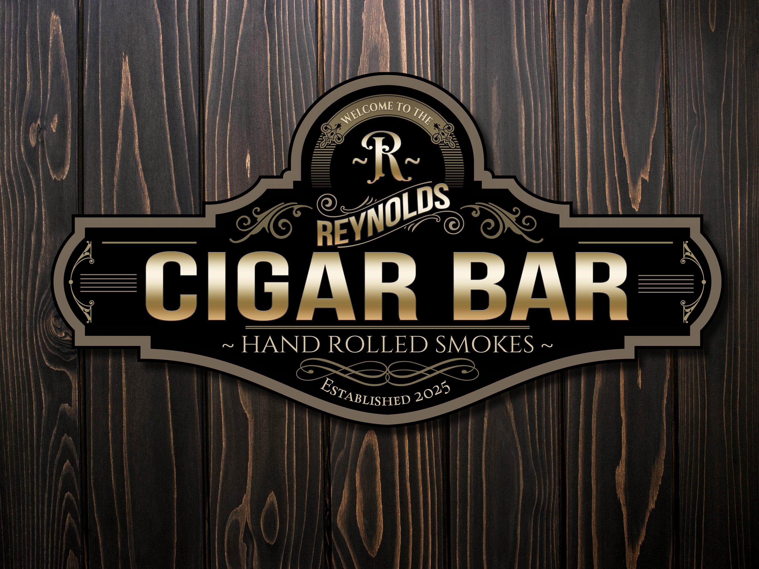 Cigar Bar Sign | Personalized Cigar Sign | Metal Bar Sign | Family Name ...