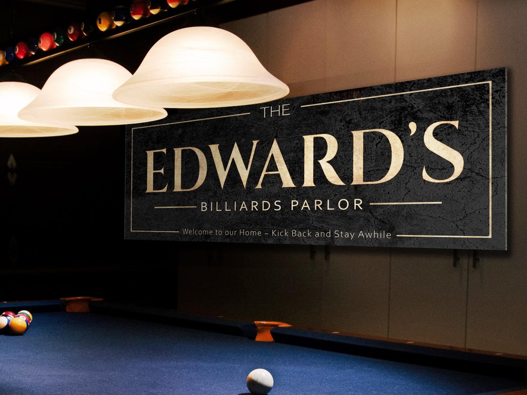 Personalized Billiard Room Sign: Custom Family Name, Vintage Style ...