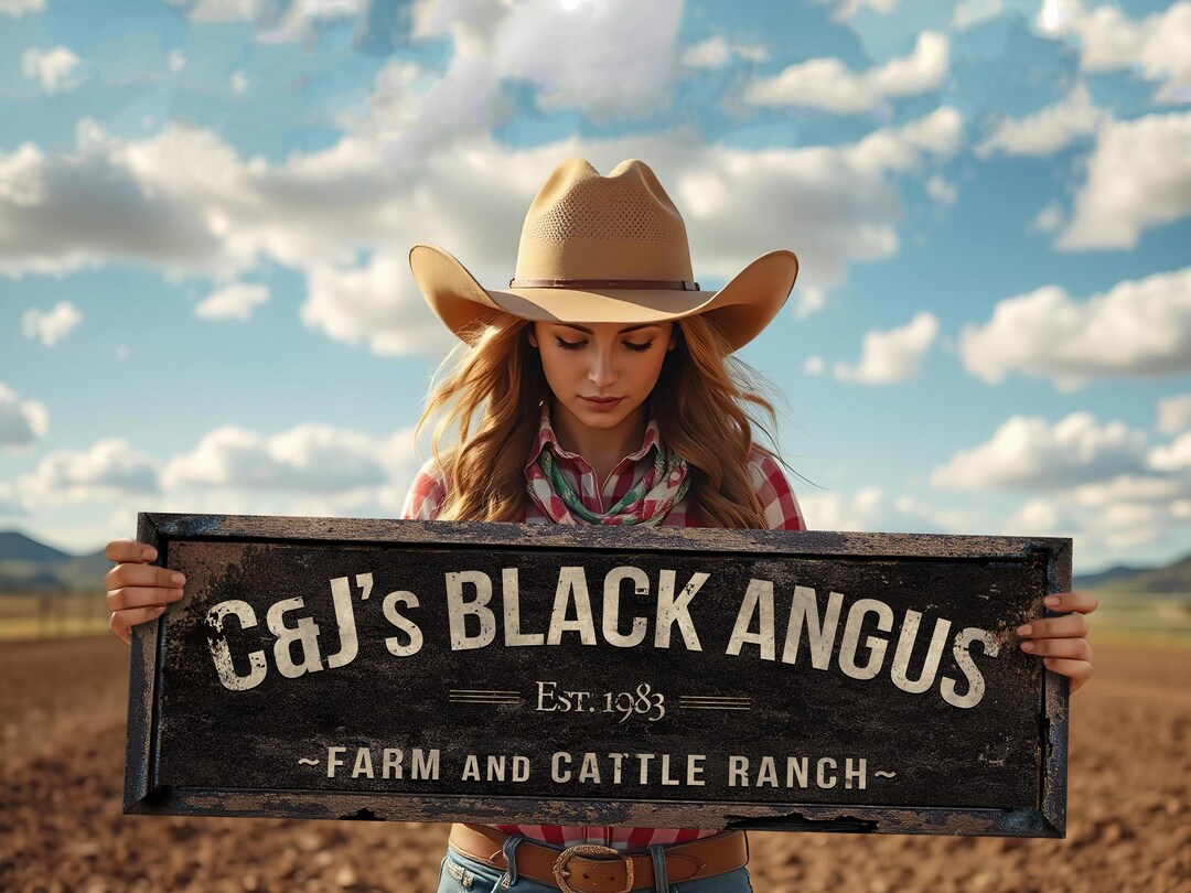 Black Angus Farm Sign, Ranch Gate Sign, Black Angus Cattle Sign, Custom ...