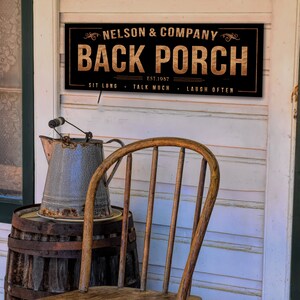 Farmhouse Back Porch Sign With Personalized Family Name | Country Porch ...