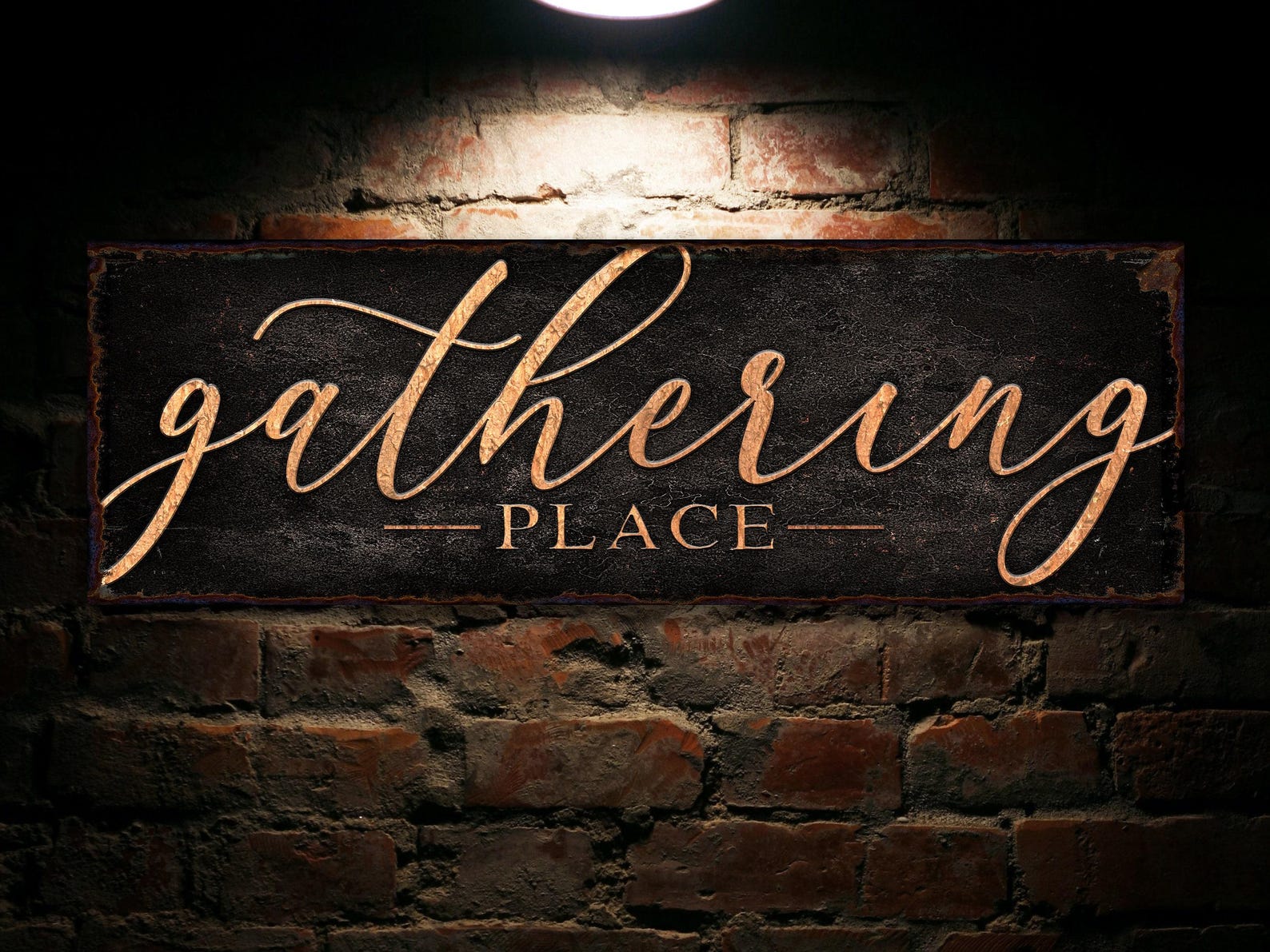 Gathering Place Sign: Dark Metal or Canvas, Modern Farmhouse Decor - Etsy