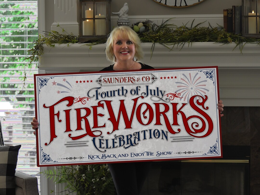 4th of July Sign Fireworks Celebration Sign | Fourth of July Sign ...