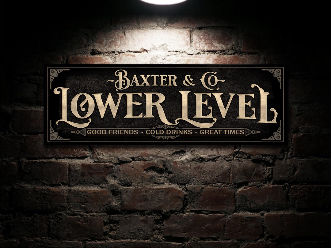 Personalized Lower Level Bar Sign: Earthtone Metal or Canvas - Etsy