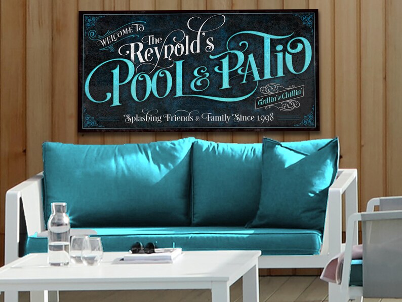 Pool & Patio Sign: Personalized Outdoor Metal Pool Sign - Etsy