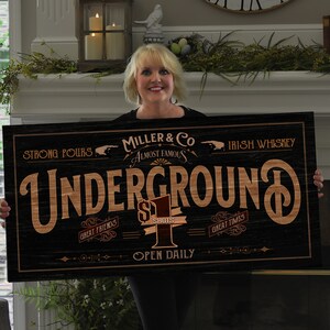 Underground Bar Sign | Family Bar Sign | Distressed Wood Grain ...