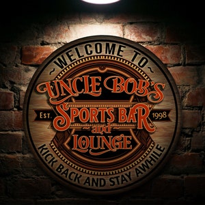 Personalized Sports Bar Sign | Round Bar Signs | Man Cave Wall Décor ...