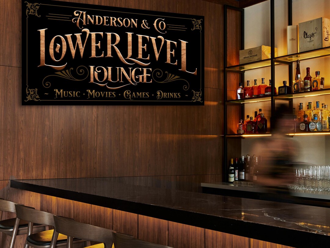 Lower Level Bar Sign, Personalized Bar Sign, Lower Level Sign, Man Cave ...