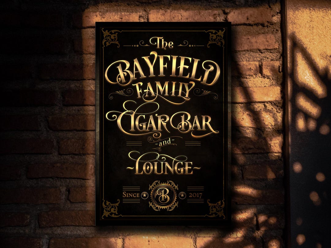 Cigar Bar & Lounge Sign, Vertical Bar Wall Decor, Personalized Lounge ...