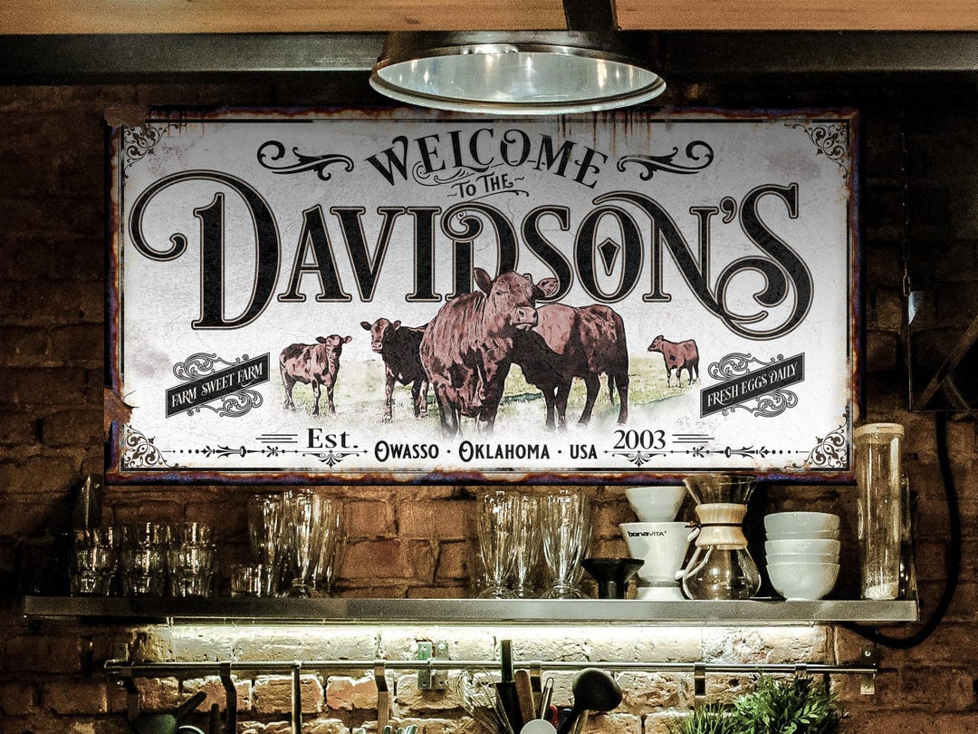 Personalized Red Angus Cattle Farm Sign: Family Name Ranch Decor - Etsy