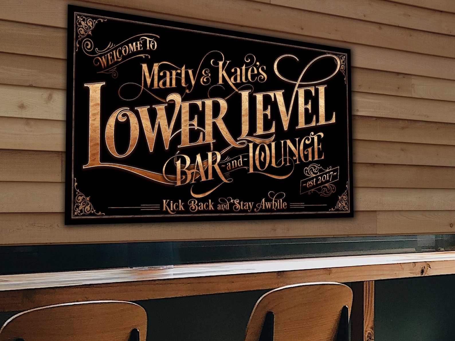 Personalized Lower Level Bar Sign: Modern Farmhouse Decor - Etsy