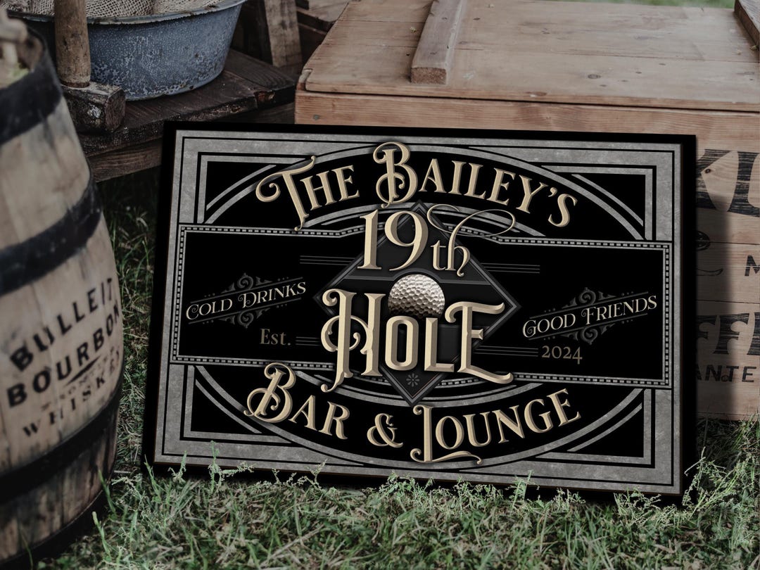 Personalized 19th Hole Bar Sign: Golf Lounge Decor, Metal Print - Etsy