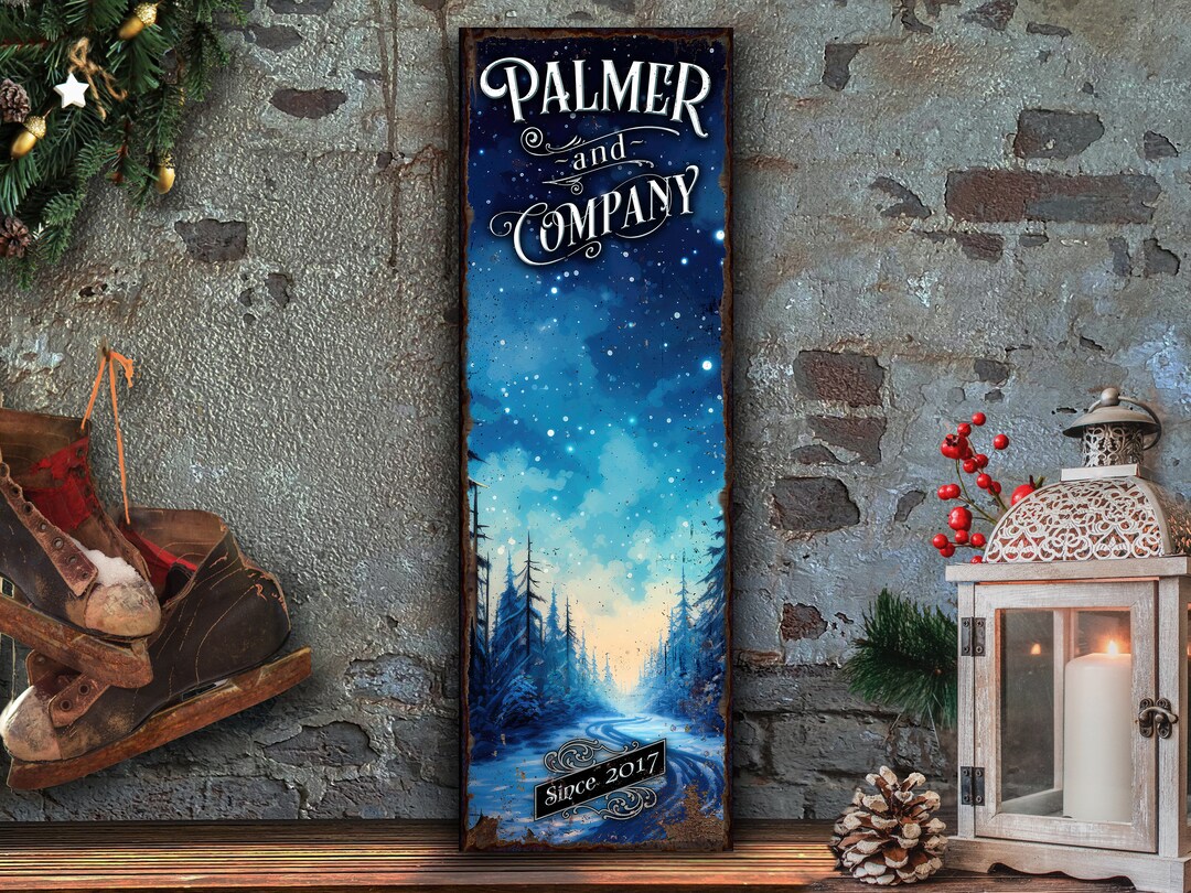 Personalized Snowy Pine Tree Road Sign: Custom Winter Decor - Etsy