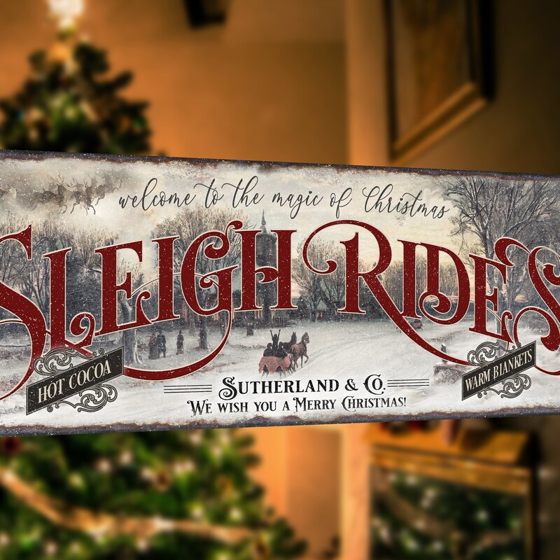 Large Sleigh Rides Sign - Etsy
