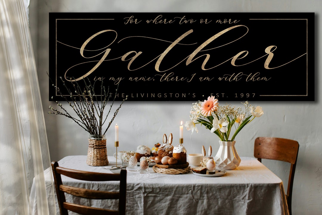 Personalized Family Name Gather Sign: Christian Home Decor - Etsy