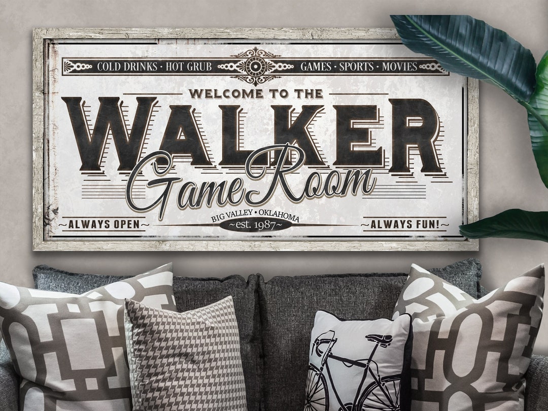 Personalized Game Room Sign Metal or Canvas Custom Game Room Sign ...