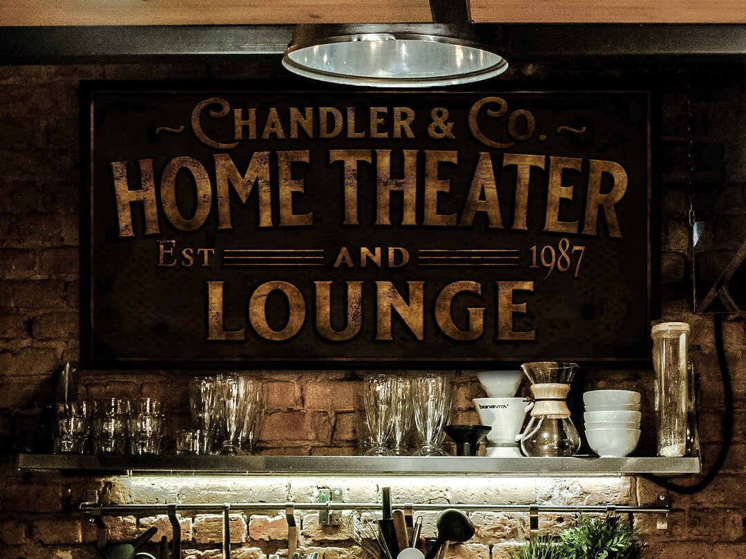 Primitive Home Theater and Lounge Sign | Personalized Theater Lounge ...