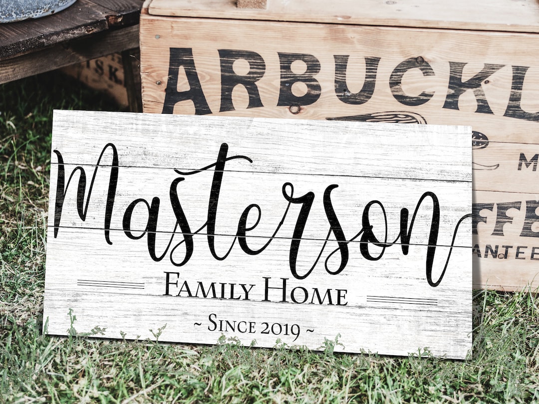Family Name Solid Wood Sign Rustic Family Home Personalized Name Sign ...